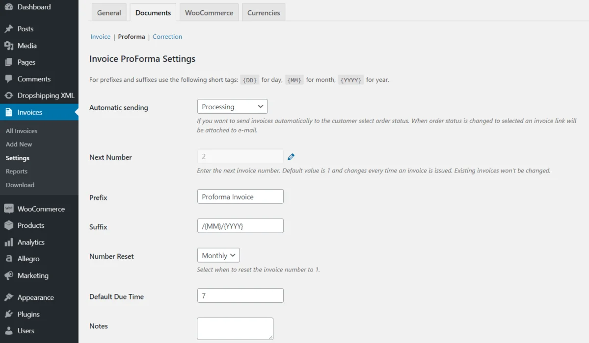How to issue a proforma invoice in WooCommerce? - Flexible Invoices