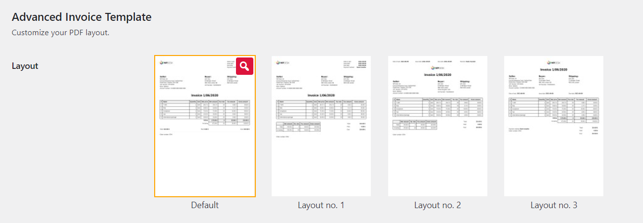Advanced Templates Settings - Flexible Invoices